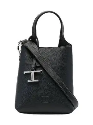 TOD'S Calfskin Tote Bag With Magnetic Fastening - Black