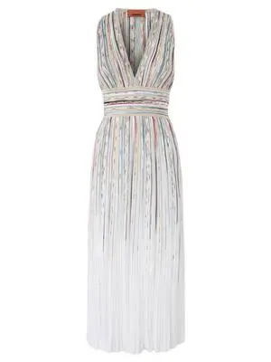 Missoni Sleeveless V-neck Pleated Dress - Multicolor