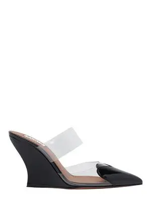 Alaïa Le Coeur Wedges Mules In Patent Leather - Black