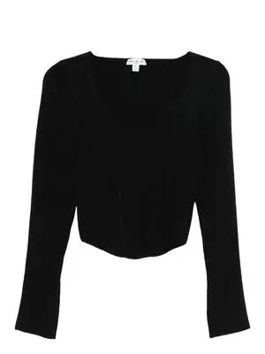 Alaïa Long Sleeve Square Neck Ribbed Knit Jumper - Black
