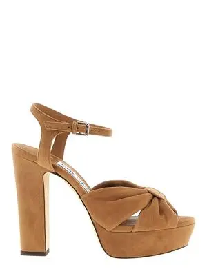 JIMMY CHOO Heloise Suede Platform Sandals - Brown