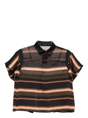 Sacai Sacai Striped Sheer Panel Polo Shirt Multicolor