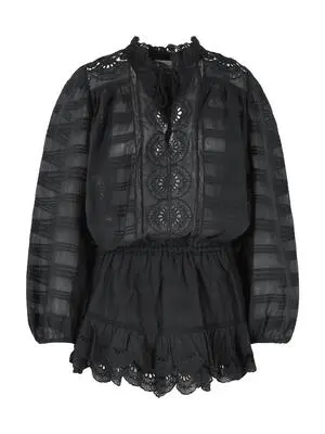 Isabel Marant Étoile Preya" Embroidered Cotton Dress - Black