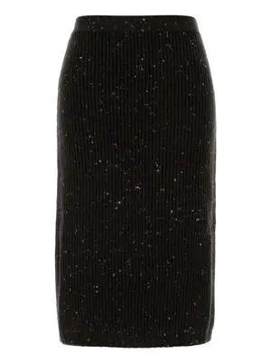 Bottega Veneta Melange Dark Wool Blend Skirt - Brown
