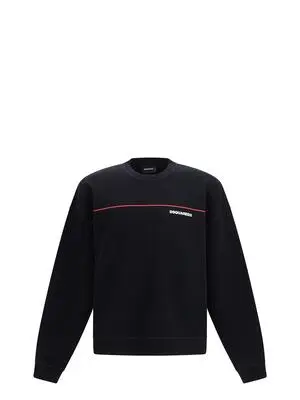 Dsquared2 Cotton Crew Neck Sweatshirt With Logo Print - Black