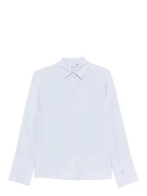 Max Mara MAX MARA Silk Button-Front Shirt With Classic Collar Blue