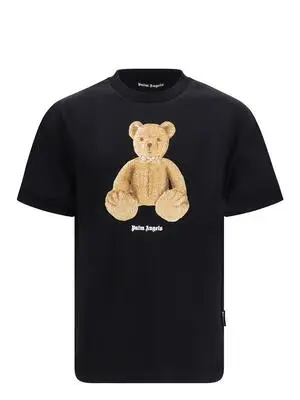 Palm Angels Cotton Bear Print T-shirt - Black
