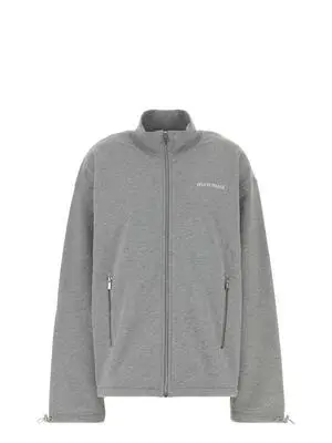 Miu Miu Cropped Sweatshirt With Embroidered Logo - Gray