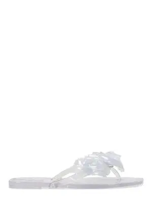 Coperni Translucent Floral Appliqué Flip Flops - White
