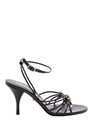 Versace Opera Bow Leather Heel Sandals - Multicolor