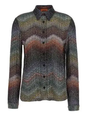 Missoni Sequin Zigzag Pattern Viscose Lamé Shirt - Multicolor