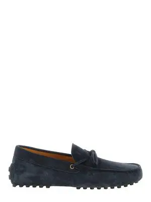 TOD'S Gommino Suede Loafers With Embossed Logo - Blue