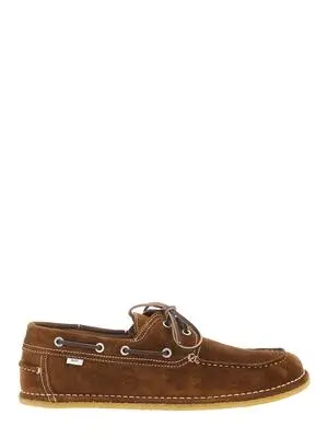 AMI Paris AMI PARIS Brown Leather Boat Shoes With Rubber Sole Multicolor