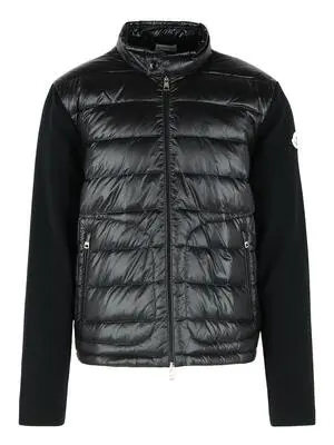 Moncler Padded Wool Cardigan With Zip Closure - Black