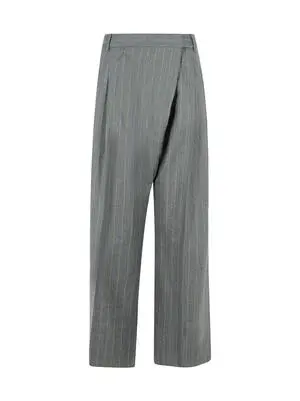 GANNI Grey Wool Blend Trousers - Gray