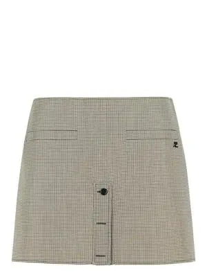 COURREGES COURREGES Wool Blend Miniskirt With Central Split Cream