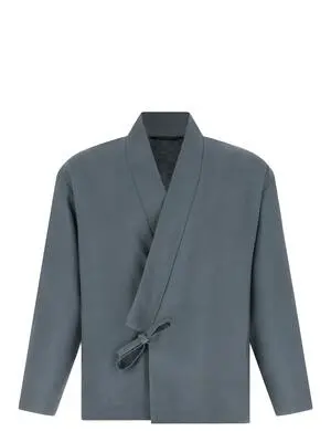 Kenzo Kimono Blazer With Logo Detail - Gray
