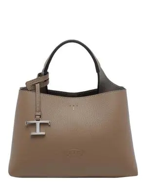 TOD'S Micro Leather Handbag With T Timeless Charm - Brown