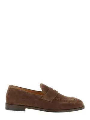 Brunello Cucinelli Suede Penny Loafers - Brown