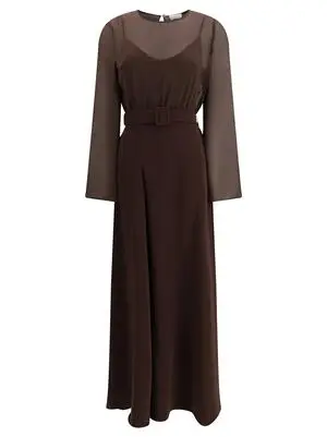 P.a.r.o.s.h Long Belted Dress - Brown