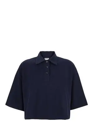 Bottega Veneta Cropped Cotton Piquet Polo Shirt With Embroidered Logo - Multicolor