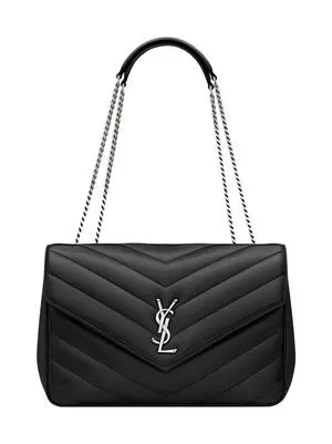 Saint Laurent Loulou Large In Matelassé Lambskin - Black