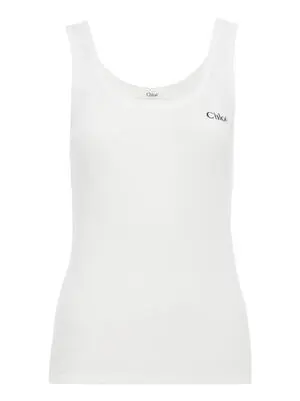 Chloé Ribbed Tank Top - White