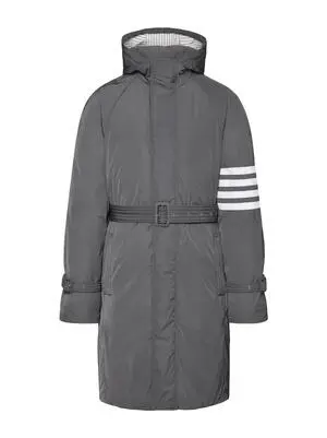 Thom Browne Poly Twill Hooded Down Parka With Belt - Gray