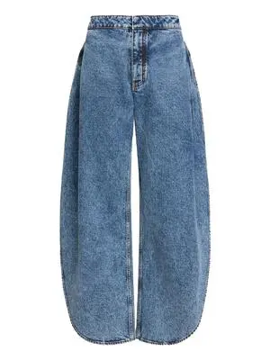 Alaïa Petal Denim Pants With Side Slit - Blue