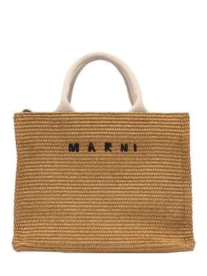 Marni Small Raffia Effect Basket Tote Bag - Cream