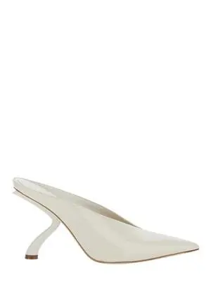SALVATORE FERRAGAMO FERRAGAMO Leather Mules With Sculptural Heel And V-Neck