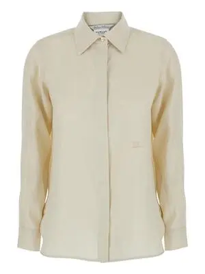 Max Mara Linen Long-sleeved Shirt With Classic Collar - Multicolor