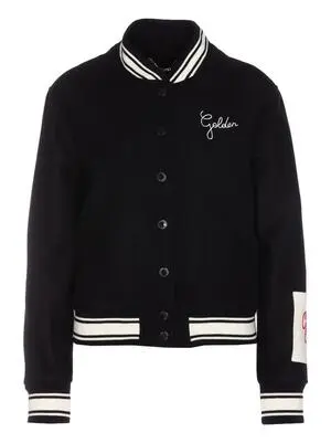 GOLDEN GOOSE Embroidered Logo Bomber Jacket - Blue