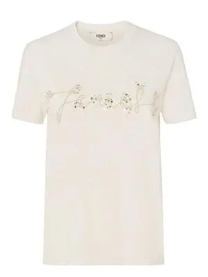 Fendi FENDI Cotton Blend T-Shirt With Rhinestone Logo Multicolor