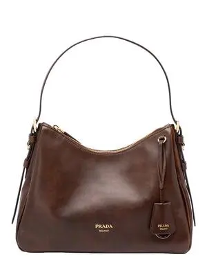 Prada Leather Shoulder Bag With Logo Detail - Multicolor