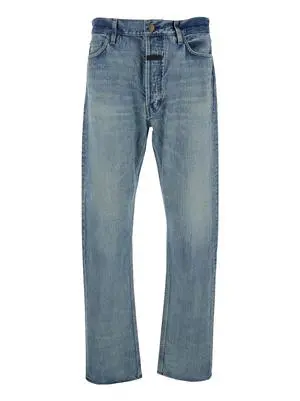 Fear Of God Five-pocket Denim Jeans With Logo Patch - Multicolor