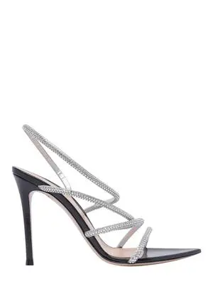 GIANVITO ROSSI Crystal Ettie Pump Sandals - Silver