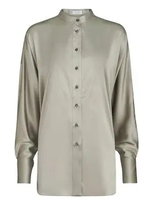 BRUNELLO CUCINELLI BRUNELLO CUCINELLI Silk Band Collar Shirt