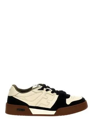 Fendi Match Calfskin Leather And Suede Lace-up Sneakers - Multicolor