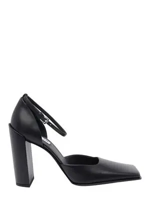 Alaïa D'orsay Square Pumps With Ankle Strap And Block Heel - Black