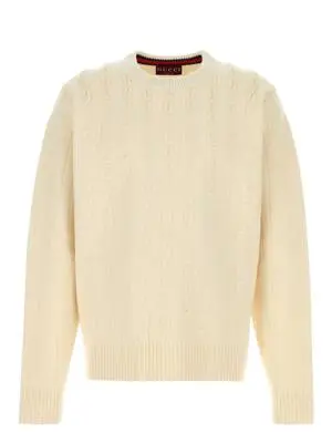 Gucci Ivory Wool Blend Sweater With Embellishments - White