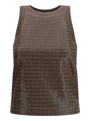 Brunello Cucinelli Cotton Top With Luminous Embroidery - Brown