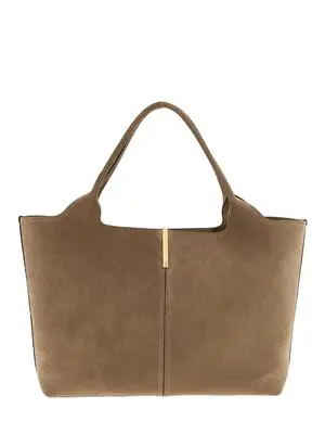 TOD'S Suede Shopping Bag - Cream