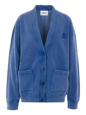 Isabel Marant Étoile Stephy" Embroidered Logo V-neck Cardigan - Blue