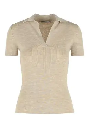 Max Mara Albero Virgin Wool Polo Shirt - Cream