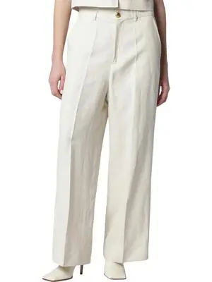 P.a.r.o.s.h Linen-blend Palazzo Trousers - Cream