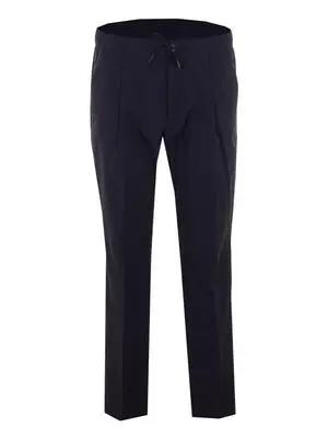 Herno Pleated Front Drawstring Waist Trousers - Black