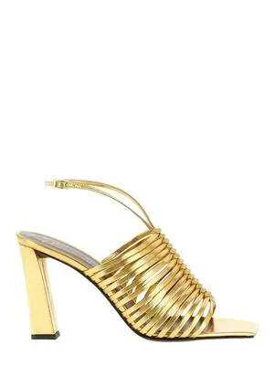 GIUSEPPE ZANOTTI Savoia Mules In Gold Laminated Leather - Multicolor