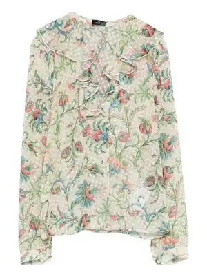Etro Floral Print Silk Viscose Blouse - Cream