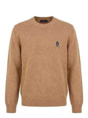 Prada Cotton Crewneck Sweater With Logo Detail - Multicolor